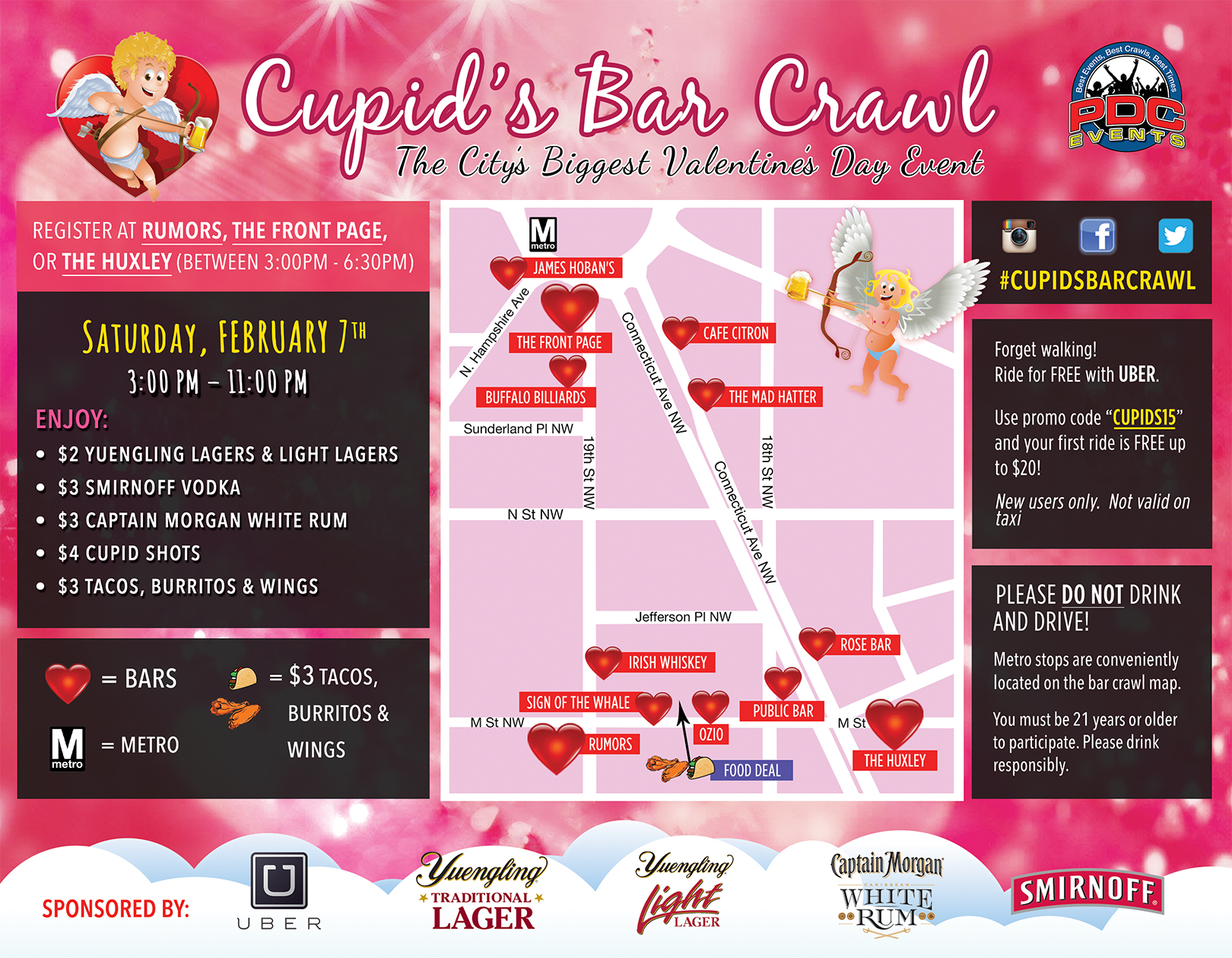 The 2015 Cupid s Bar Crawl Route Map