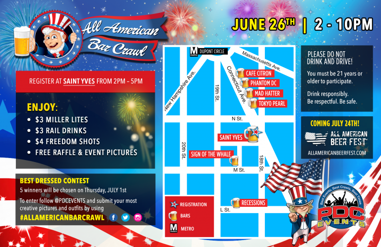 All American Bar Crawl 2021 Route Map - Project DC Events