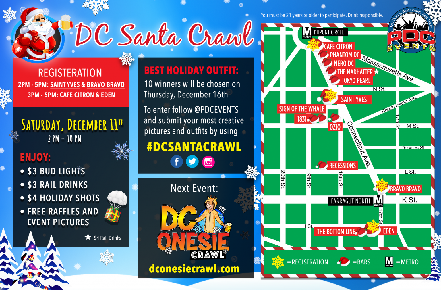 DC Santa Crawl 2021 Route Map - Project DC Events
