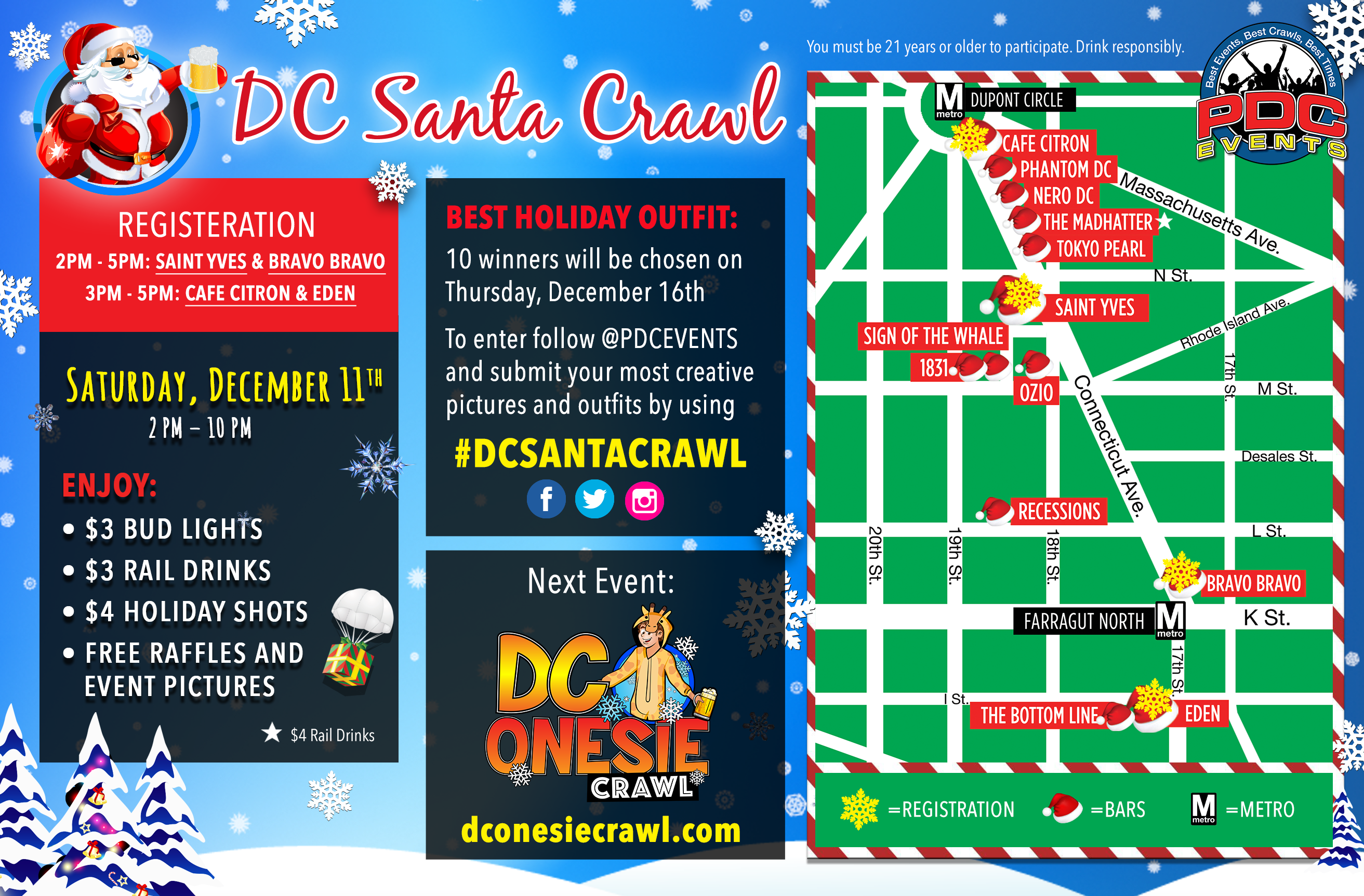 DC Santa Crawl 2021 Map - Project DC Events