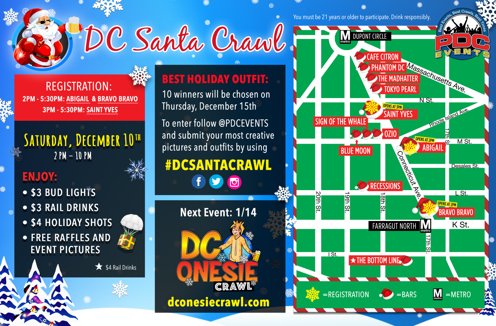 DC Santa Crawl 2022 Route Map - Project DC Events