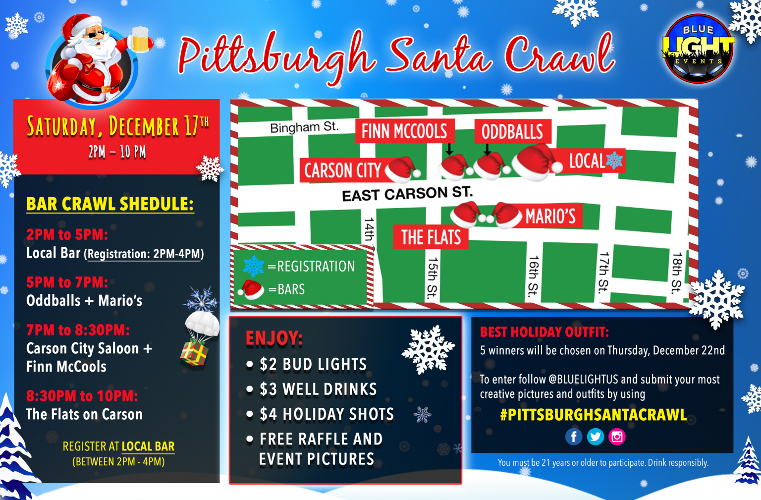 Pittsburgh Santa Crawl 2022 Route Map - Project DC Events
