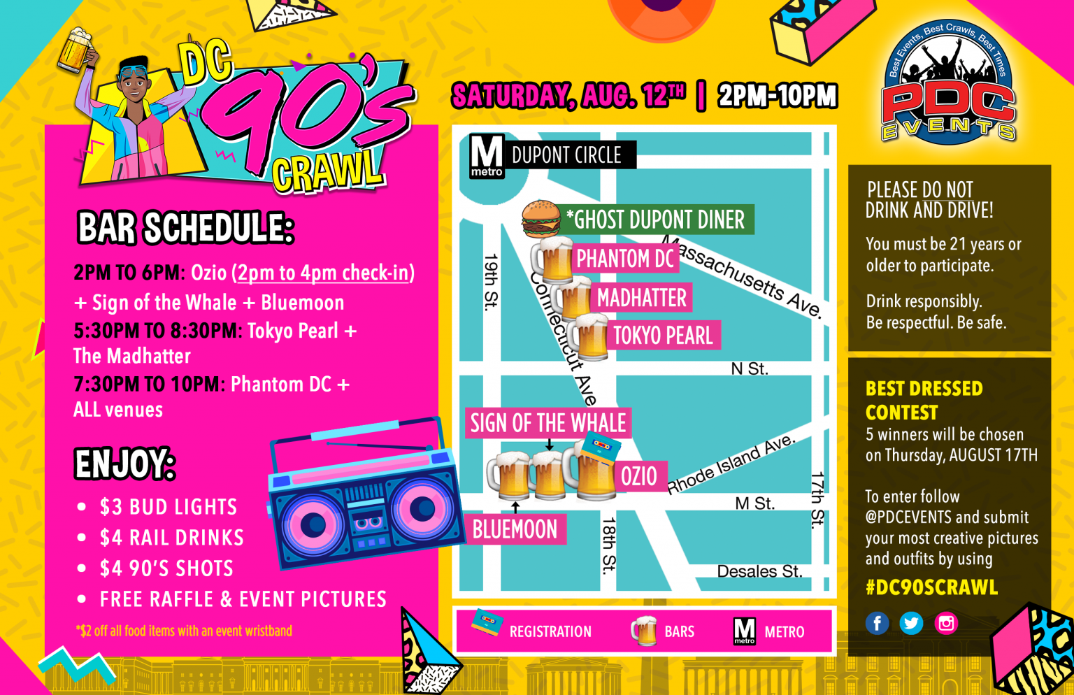 DC 90's Crawl 2023 Route Map - Project DC Events