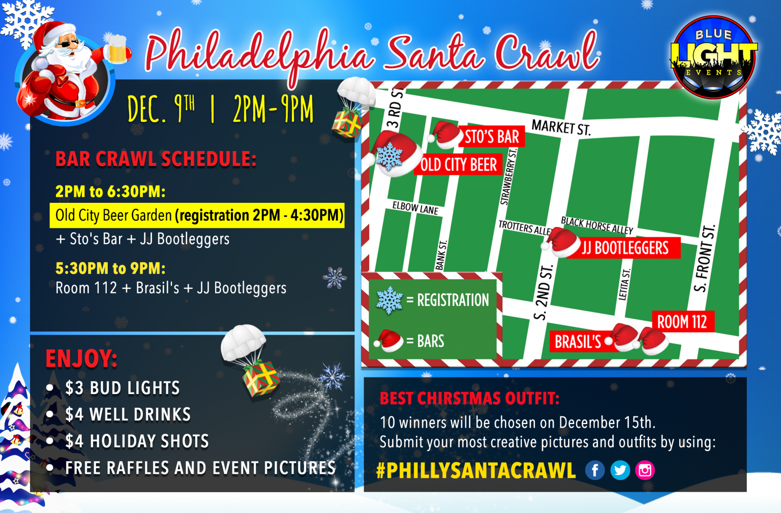 Philadelphia Santa Crawl 2023 Route Map - Project DC Events
