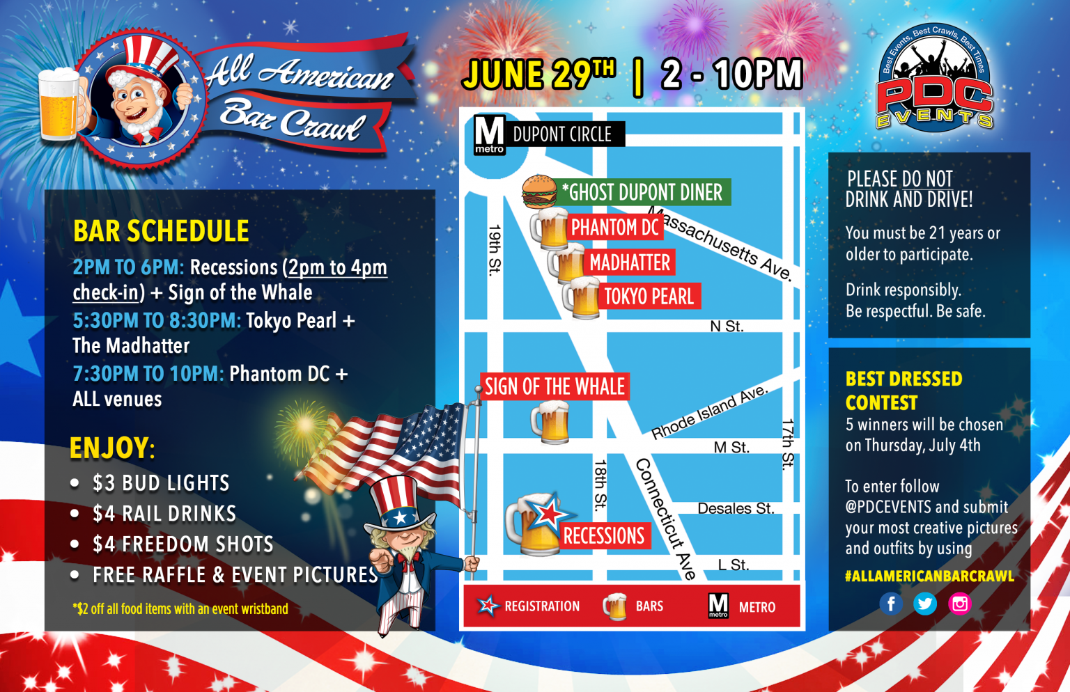 All American Bar Crawl 2024 Route Map - Project DC Events