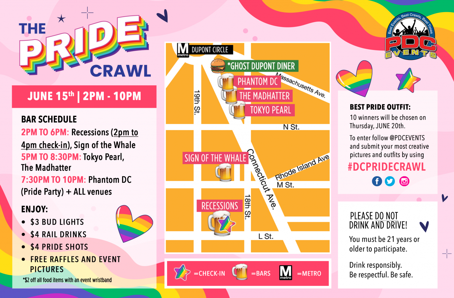 DC Pride Crawl 2024 Route Map - Project DC Events