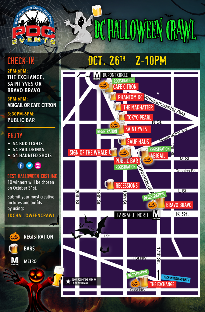 DC Halloween Crawl 2024 Route Map - Project DC Events