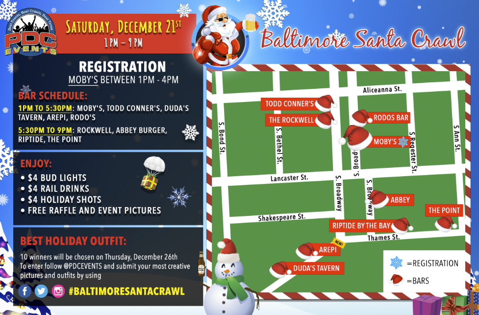 Baltimore Santa Crawl 2024 Route Map - Project DC Events
